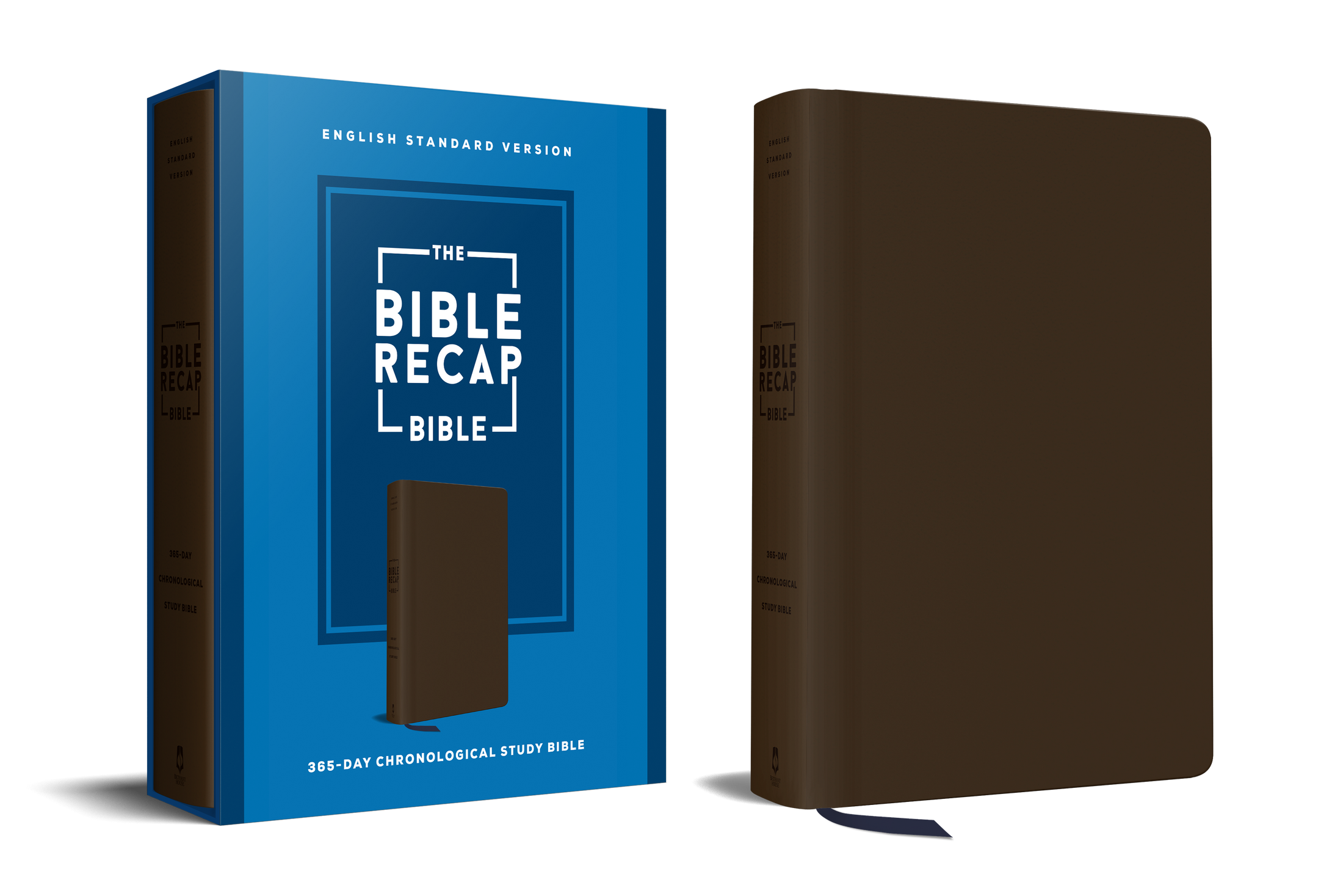 The Bible Recap 365-Day Chronological Study Bible - Brown Vegan Leathe