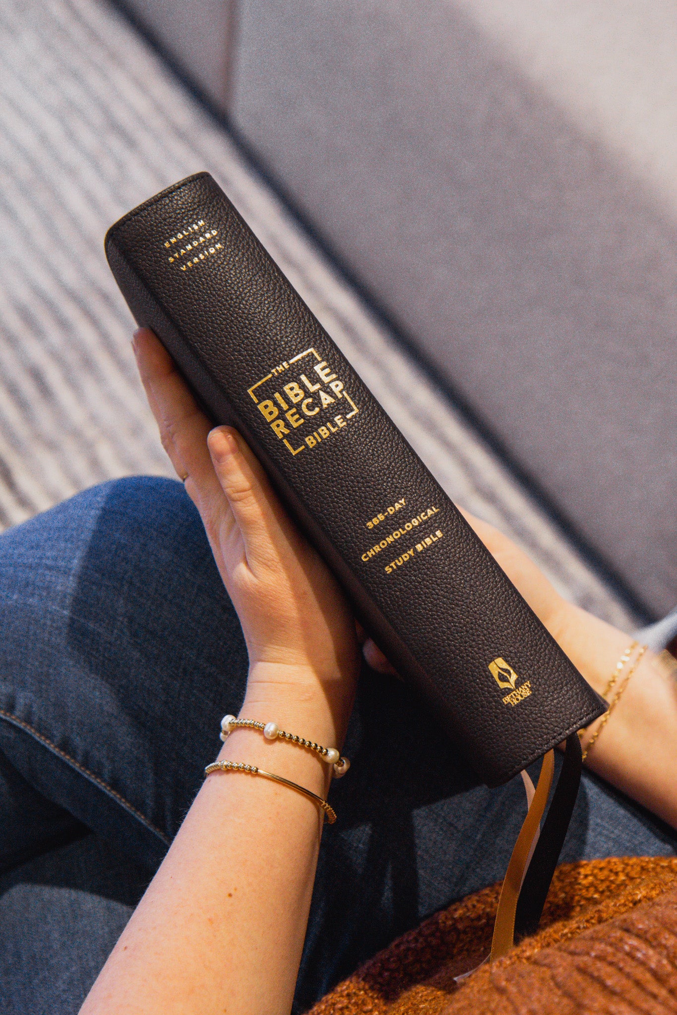 The Bible Recap 365-Day Chronological Study Bible - Genuine Black Leat